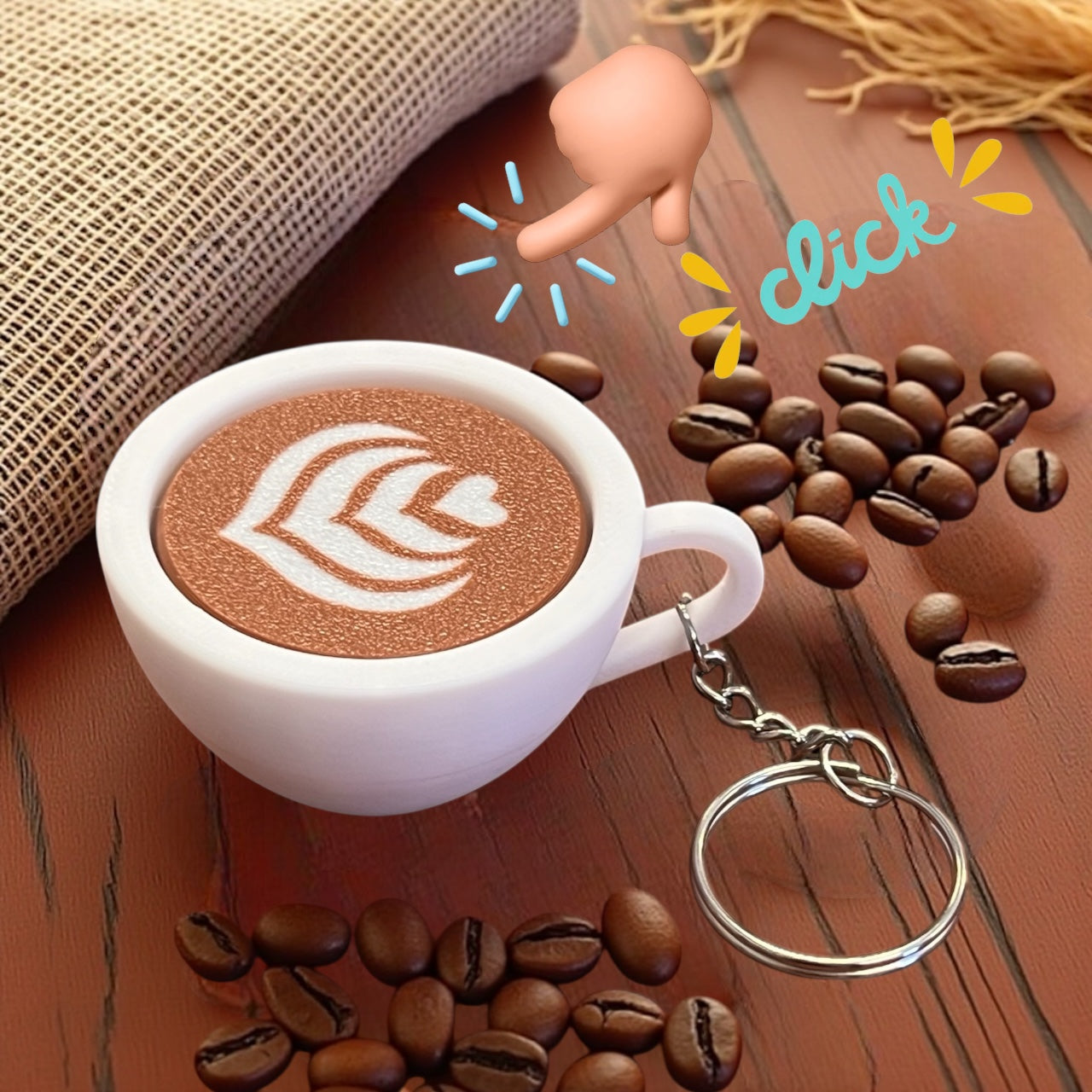 COFFEE CUP CLICKER KEYCHAIN